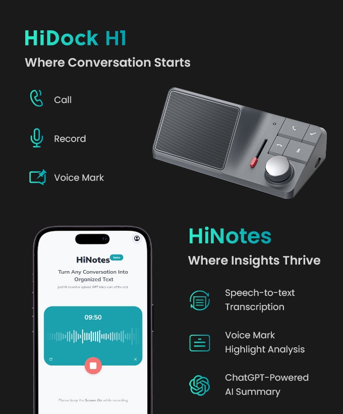 챗GPT 기반 올인원 AI 오디오 독, 'HiDock H1'